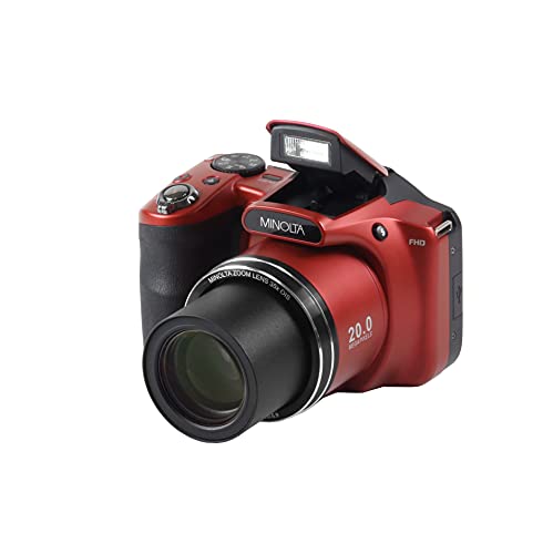 Minolta 20 Mega Pixels WiFiDigital Camera with 35x Optical Zoom & 1080p HD Video Optical with 3-Inch LCD, 4.8 x 3.4 x 3.2, Red (MN35Z-R)