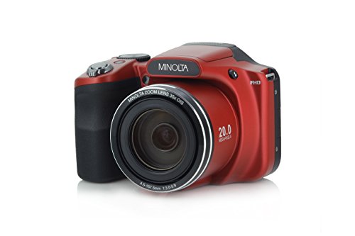 Minolta 20 Mega Pixels WiFiDigital Camera with 35x Optical Zoom & 1080p HD Video Optical with 3-Inch LCD, 4.8 x 3.4 x 3.2, Red (MN35Z-R)