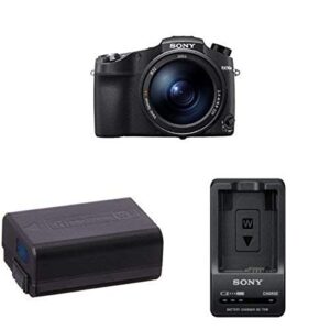 sony cyber‑shot rx10 iv with 0.03 second auto-focus & 25x optical zoom with np-fw50 lithium-ion 1020mah rechargeable battery and bc-trw w series charger