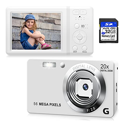 Digital Camera for Photography 4K 56MP Cameras for Kids Autofocus Small Portable Camera 20X Digital Zoom Lightweight Camera for Children