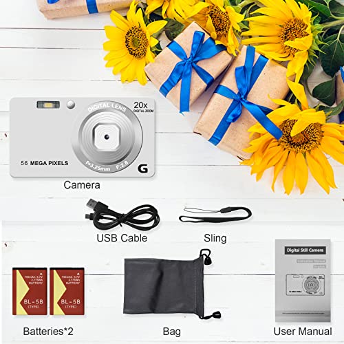 Digital Camera for Photography 4K 56MP Cameras for Kids Autofocus Small Portable Camera 20X Digital Zoom Lightweight Camera for Children