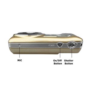 Acuvar 16MP Megapixel Compact Digital Photo and Video Camera with 2.4" LCD Screen, Mic Input and USB Media Transfer (Gold)