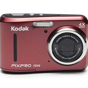 Kodak PIXPRO Friendly Zoom FZ43-RD 16MP Digital Camera with 4X Optical Zoom and 2.7" LCD Screen (Red)