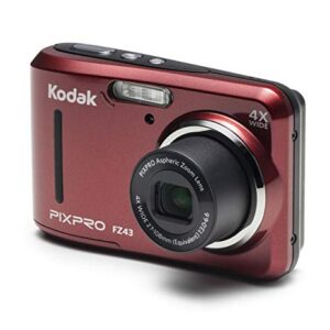 Kodak PIXPRO Friendly Zoom FZ43-RD 16MP Digital Camera with 4X Optical Zoom and 2.7" LCD Screen (Red)