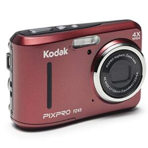 Kodak PIXPRO Friendly Zoom FZ43-RD 16MP Digital Camera with 4X Optical Zoom and 2.7" LCD Screen (Red)