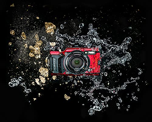 Olympus Tough TG-6 Waterproof Camera, Red, Bundle with: Sandisk 128GB Ultra Memory Card + Inspire Digital Cloth