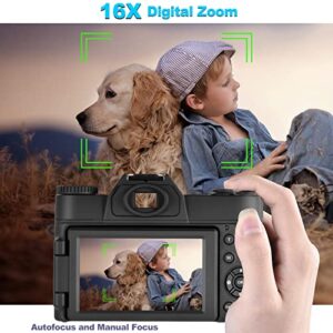 Lierhyt 48MP Digital Camera for Photography,4K Vlogging Camera,Digital Camera for Kids and Adults with 180° Flip Screen,16 X Digital Zoom,Wide-Angle Lens,Macro Lens,32 GB Micro Card,2 Batteries(Black)