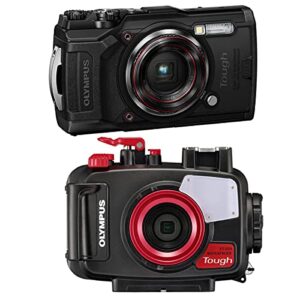 olympus tough tg-6 digital camera, black pt-059 underwater housing for tg-6 cameras, waterproof to 147 feet