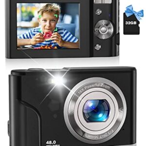 Kids Camera, Zostuic 48MP Digital Camera Autofocus with 32 GB Card FHD 1080P Vlogging Camera 16X Zoom, Compact Portable Mini Toys Cameras Gift for 4-15 Year Old Kids Children Teen Student Girls Boys