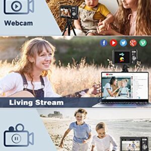 Kids Camera, Zostuic 48MP Digital Camera Autofocus with 32 GB Card FHD 1080P Vlogging Camera 16X Zoom, Compact Portable Mini Toys Cameras Gift for 4-15 Year Old Kids Children Teen Student Girls Boys