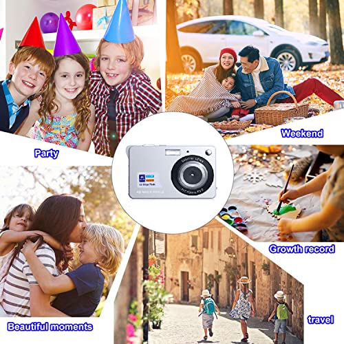 Digital Camera,4k 48 MP Mini Kid Camera,Video Camera 2.7inch Digital Zoom,Pocket Camera for Beginners(Silver)