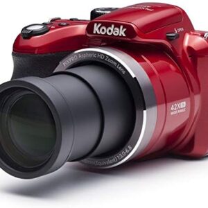 KODAK PIXPRO AZ421 Astro Zoom 16MP Digital Camera with 42x Optical Zoom (Red) Bundle with 32GB SD Memory Card and Accessory Bundle (3 Items)