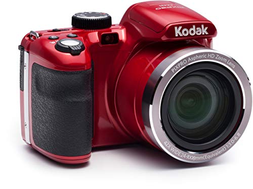 KODAK PIXPRO AZ421 Astro Zoom 16MP Digital Camera with 42x Optical Zoom (Red) Bundle with 32GB SD Memory Card and Accessory Bundle (3 Items)