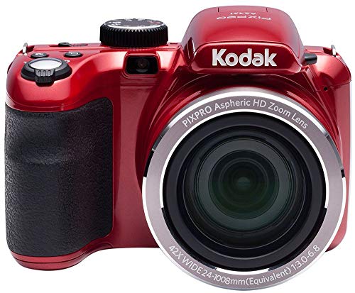 KODAK PIXPRO AZ421 Astro Zoom 16MP Digital Camera with 42x Optical Zoom (Red) Bundle with 32GB SD Memory Card and Accessory Bundle (3 Items)