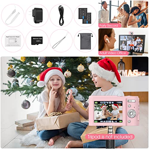 Digital Camera, Bofypoo Autofocus Kids Vlogging Camera FHD 1080P 48MP with 32GB Memory Card, 16X Zoom Point and Shoot Digital Camera, Compact Camera for Teens,Beginners