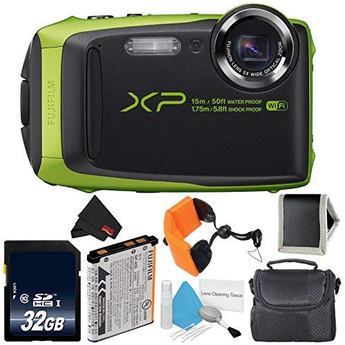 Fujifilm FinePix XP90 Lime Green Waterproof Digital Camera Bundle with 32GB Memory Card, Carrying Case More (International Version)