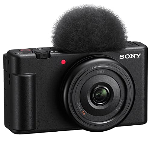 Sony ZV-1F Vlogging Camera, Black Bundle with ACCVC1 Vlogger Accessory Kit, Extra Battery, Shoulder Bag, Cleaning Kit