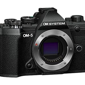 OM System OM-5 Black Micro Four Thirds System Camera Outdoor Camera Weather Sealed Design 5-Axis Image Stabilization 50MP Handheld High Res Shot