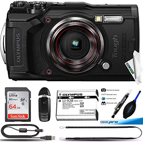 Olympus Tough TG-6 Waterproof Camera, Black -64GB Basic Bundle