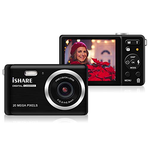 ISHARE Digital Camera for Photography with 2.8’’LCD, 20MP HD Photography Camera Rechargeable Point and Shoot Camera for Kids/Teenager/Seniors/Learner/Beginners(Black)