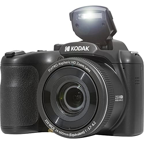 Kodak PIXPRO AZ255 Digital Camera Kit (Black) + Point & Shoot Camera Case + 32GB SD Memory Card + Rechargeable Batteries & Charger + USB Card Reader + Table Tripod + Accessories