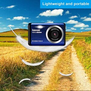 Mini Digital Camera for Photography with 2.8 Inch LCD 8X Digital Zoom, 20MP HD Digital Camera Rechargeable Point and Shoot Camera, Indoor Outdoor for Kids/Seniors/Learner(Blue)