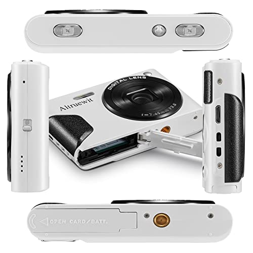 Altruewit 48MP 4K White Digital Camera for Kids,Teens Mini Students Camera Compact Video Camera Portable Beginner Children's Photo Camera with Macro Mode, 2.7" HD TFT (White)