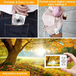 Digital Camera for Kids, Small Cameras for Teens, Portable Compact Camera for Photography, 1080P 50MP Autofocus Children Camera with 32GB SD Card, 2.88 Inch LCD Screen, 16x Digital Zoom (White)