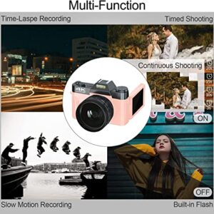 eDealz 4K 48MP Digital Camera for Photography, Vlogging Camera for YouTube with 3.0’’ 180° Flip Screen, WiFi, 16X Digital Zoom, Wide Angle & Macro Lens, Rechargeable Battery, 64GB Micro SD Card