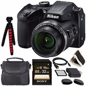 nikon coolpix b500 digital camera (black) 26506 + 32gb uhs-i sdhc memory card (class 10) + flexible 12″ tripod + small soft carrying case + hdmi cable + card reader + memory card wallet bundle