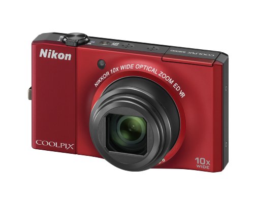 Nikon Coolpix S8000 14.2 MP Digital Camera with 10x Optical Vibration Reduction (VR) Zoom and 3.0-Inch LCD (Red)