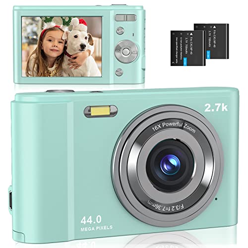 Digital Camera, FHD 2.7K Digital Camera for Kids Digital Point and Shoot Camera with 16X Digital Zoom, 44MP Compact Camera Portable Small Camera for Teens Boys Girls Students Beginners