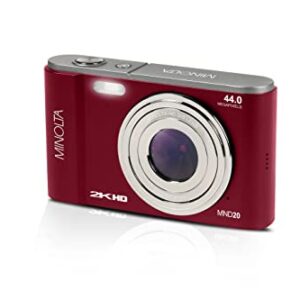 Minolta MND20 44 MP / 2.7K Ultra HD Digital Camera (Red)