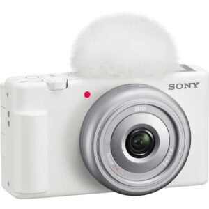 Sony ZV-1F Vlogging Camera (White) with Advanced Accessory and Travel Bundle