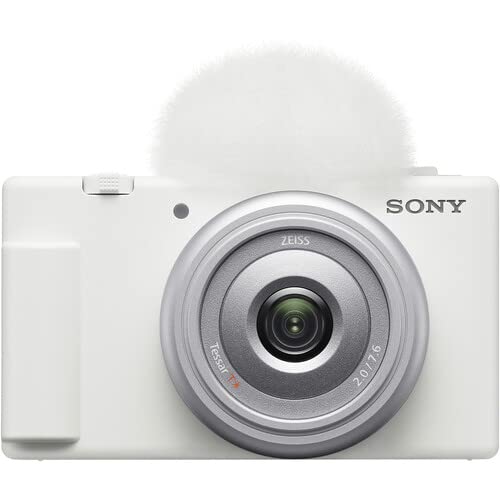 Sony ZV-1F Vlogging Camera (White) with Advanced Accessory and Travel Bundle