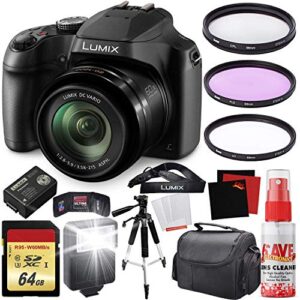 panasonic lumix dc-fz80 digital camera + carrying case + 64gb memory card bundle