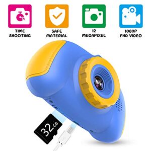 Kids Camera for Boys Girls - Upgrade Kids Selfie Camera, Birthday Gifts for Girls Age 3-9, HD Digital Video Cameras for Toddler, Portable Toy for 3 4 5 6 7 8 Year Old Girl with 32GB SD Card (Blue)