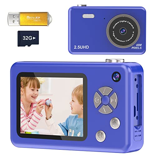 Kids Digital Camera, FHD 1080P Digital Camera for Kids with 32GB SD Card 8X Zoom Compact Point and Shoot Digital Camera, Portable Mini Kids Camera for Teens Students Boys Girls Tweens (Deep Blue)