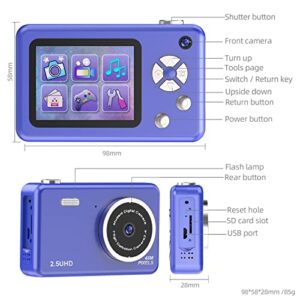 Kids Digital Camera, FHD 1080P Digital Camera for Kids with 32GB SD Card 8X Zoom Compact Point and Shoot Digital Camera, Portable Mini Kids Camera for Teens Students Boys Girls Tweens (Deep Blue)