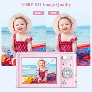 Digital Camera 1080P 36MP Kids Camera Compact Point and Shoot Digital Camera, 16X Digital Zoom 2 Batteries, Rechargeable Vlogging Portable Small Camera for Teens Students