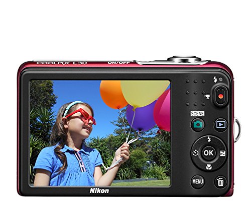 Nikon COOLPIX L30 20.1 MP Digital Camera with 5x Zoom NIKKOR Lens and 720p HD Video (Red) (Discontinued by Manufacturer)