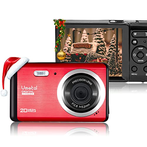 Digital Camera, Kids Camera FHD 1080P 20MP Vlogging Camera with LCD Screen 8X Zoom Compact Portable Mini Rechargeable Camera Gifts for Students Teens Adults Girls Boys-Red