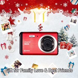 Digital Camera, Kids Camera FHD 1080P 20MP Vlogging Camera with LCD Screen 8X Zoom Compact Portable Mini Rechargeable Camera Gifts for Students Teens Adults Girls Boys-Red