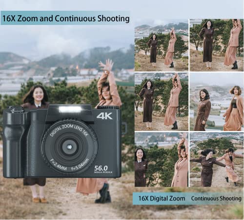 Digital Camera 1080P 24MP,Kids Camera with 32GB SD Card Point and Shoot Camera with 2 Rechargeable Batteries &Tripod