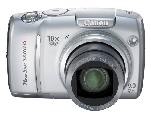 Canon Powershot SX110IS 9MP Digital Camera with 10x Optical Image Stabilized Zoom (Silver)