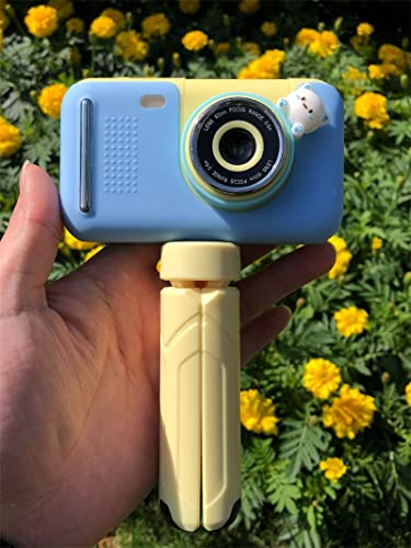 Acuvar Full 1080P Kids Selfie Flip Lens HD Compact Digital Photo and Video Rechargeable Camera with 2" LCD Screen, Matching Handheld Tripod, 32GB Card & Micro USB Charging (Blue)