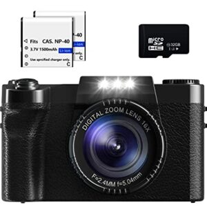 1080P 24MP Digital Camera, Point and Shoot Camera with 32GB SD Card,16X Digital Zoom Video Camera for Kids Teens/Adults