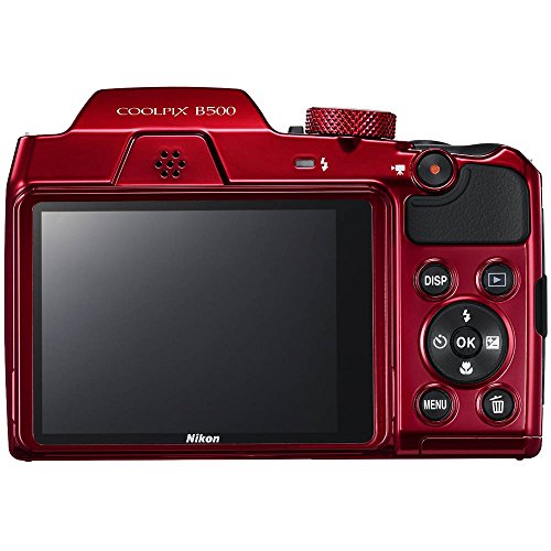 Nikon COOLPIX B500 16MP 40x Optical Zoom Digital Camera w/ WiFi - Red (Renewed) + 16GB SDHC Accessory Bundle