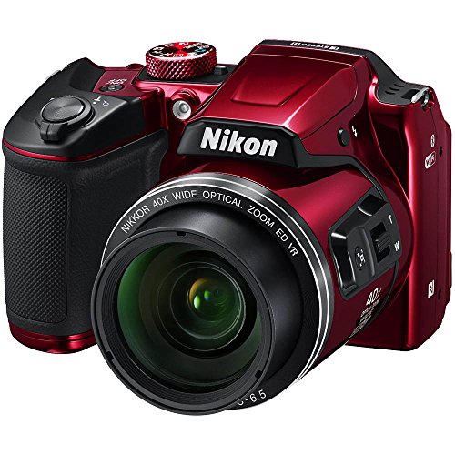 Nikon COOLPIX B500 16MP 40x Optical Zoom Digital Camera w/ WiFi - Red (Renewed) + 16GB SDHC Accessory Bundle