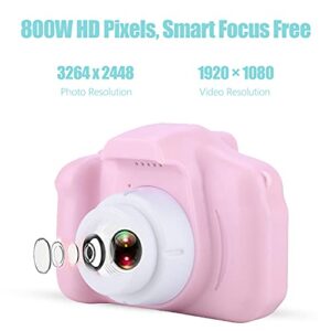 X2 Mini Portable Camera, 2.0 inch IPS Color Screen Childrens Digital Camera, HD 1080P Cartoon Digital Cute Children Camera, Toy Gift for Boys Girls(Pink)